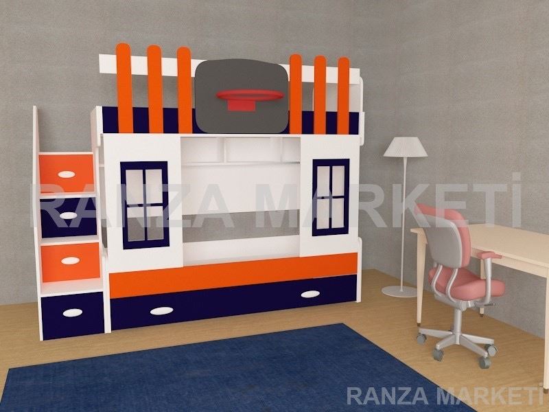 Ranza Modeli R-367 Kaydıraklı Ranza - Çalışma Masalı Ranza - Dolaplı ...