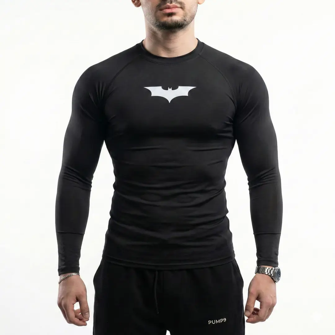 PUMP9® - BATMAN Siyah Long Sleeve Compression T-Shirt