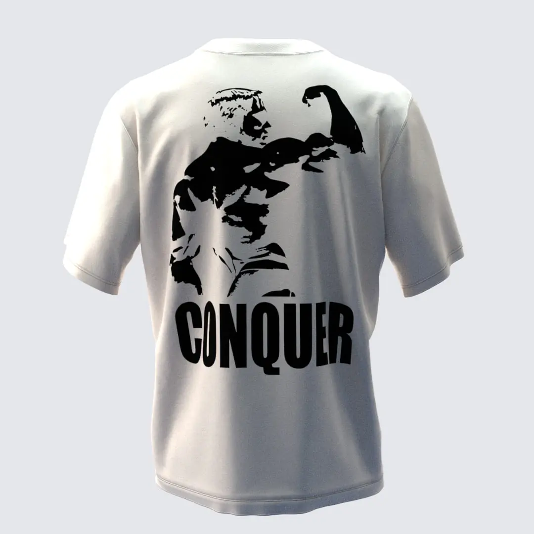 PUMP9® - ARNOLD CONQUER Kırık Beyaz Oversize T-Shirt