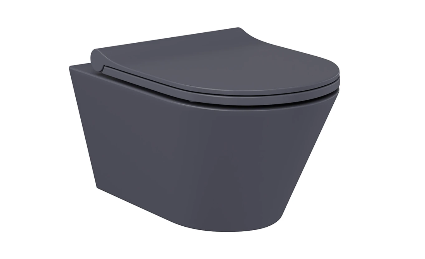 Lucco Bello Rim-Art Kanalsız Mat Antrasit Asma Klozet Seti