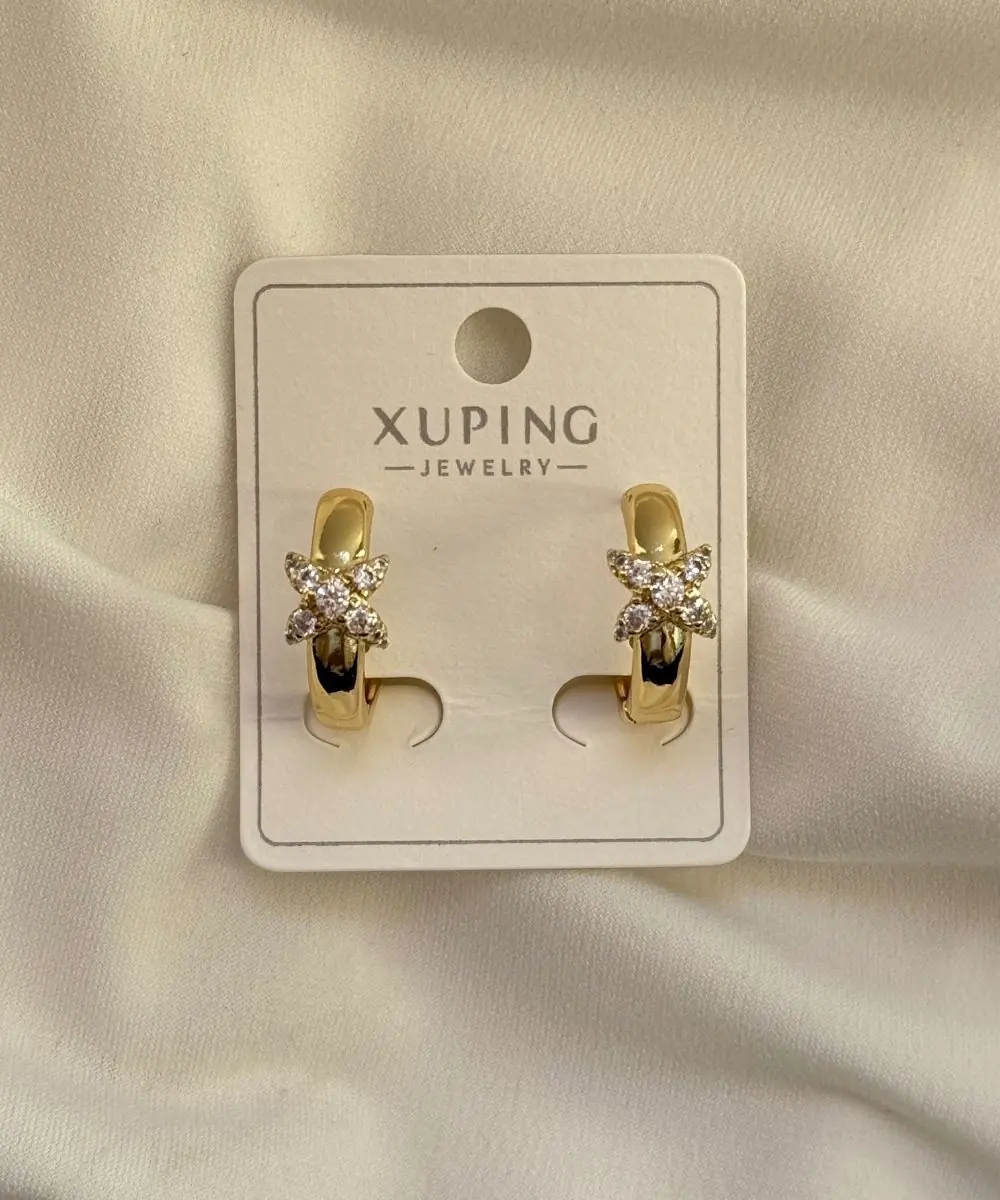 Xuping Minimal Taşlı X Halka Küpe- Noriva