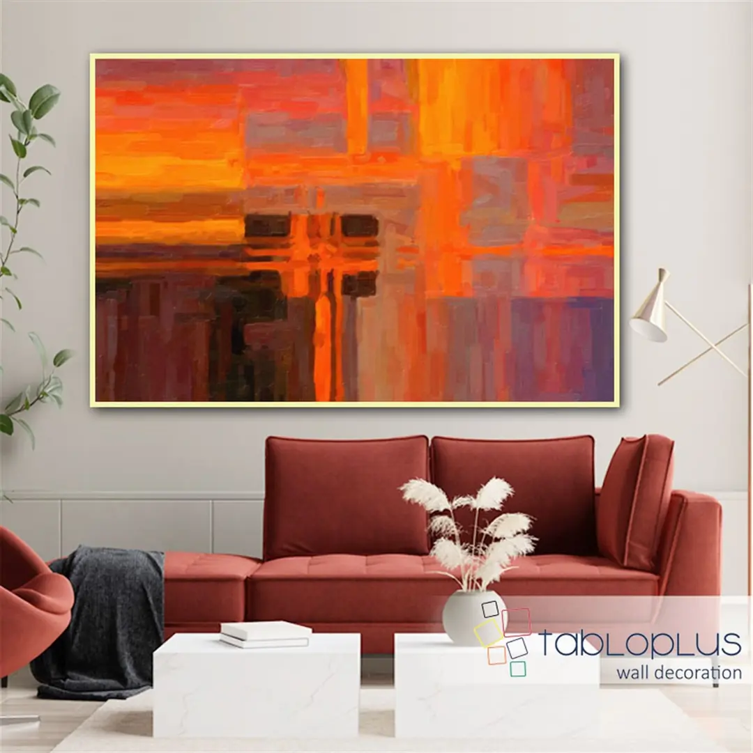 Abstract Orange Study Kanvas Tablo - Tablo Plus