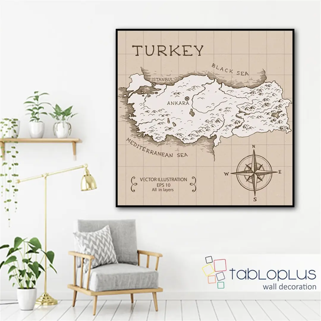 Türkiye Haritası Kanvas Tablo - Tablo Plus