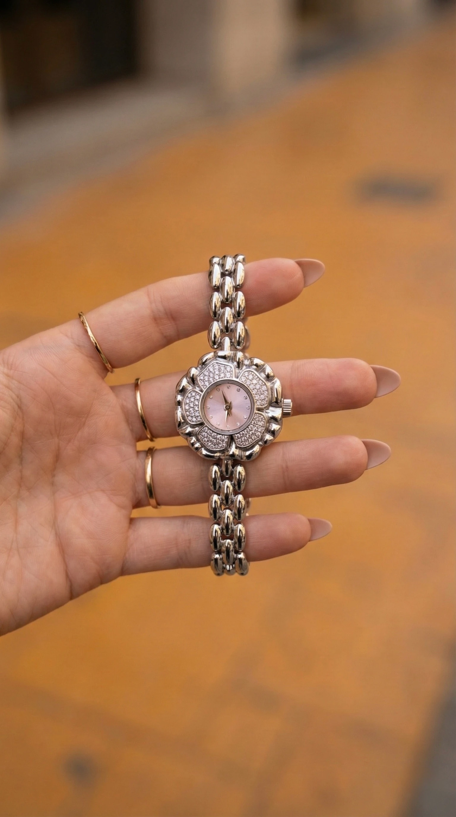 PINTEREST VINTAGE Gümüş & Pembe Çelik Saat