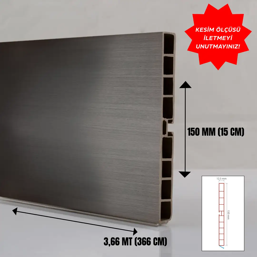 PVC Plinth Profile 150mm Coated Aluminum Inox