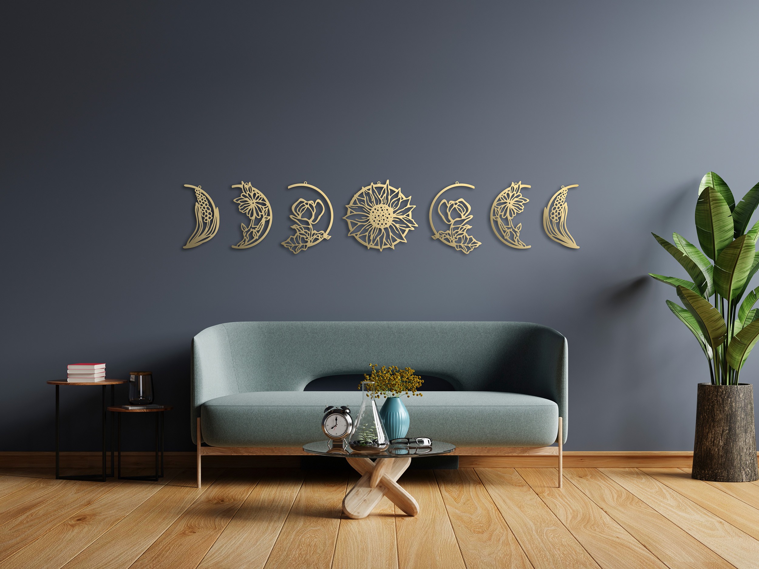 Floral Moon Phases Metal Wall Decor Floral Moon Phases Metal Wall Decor