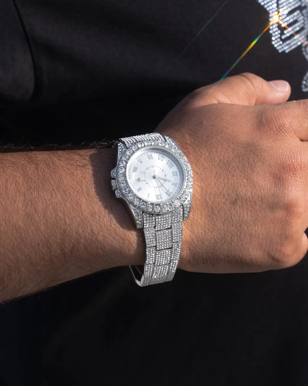 Full Silver Iced Out Watch Saat V2