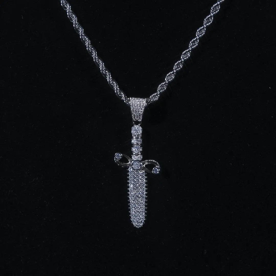 Iced Out Sword Silver