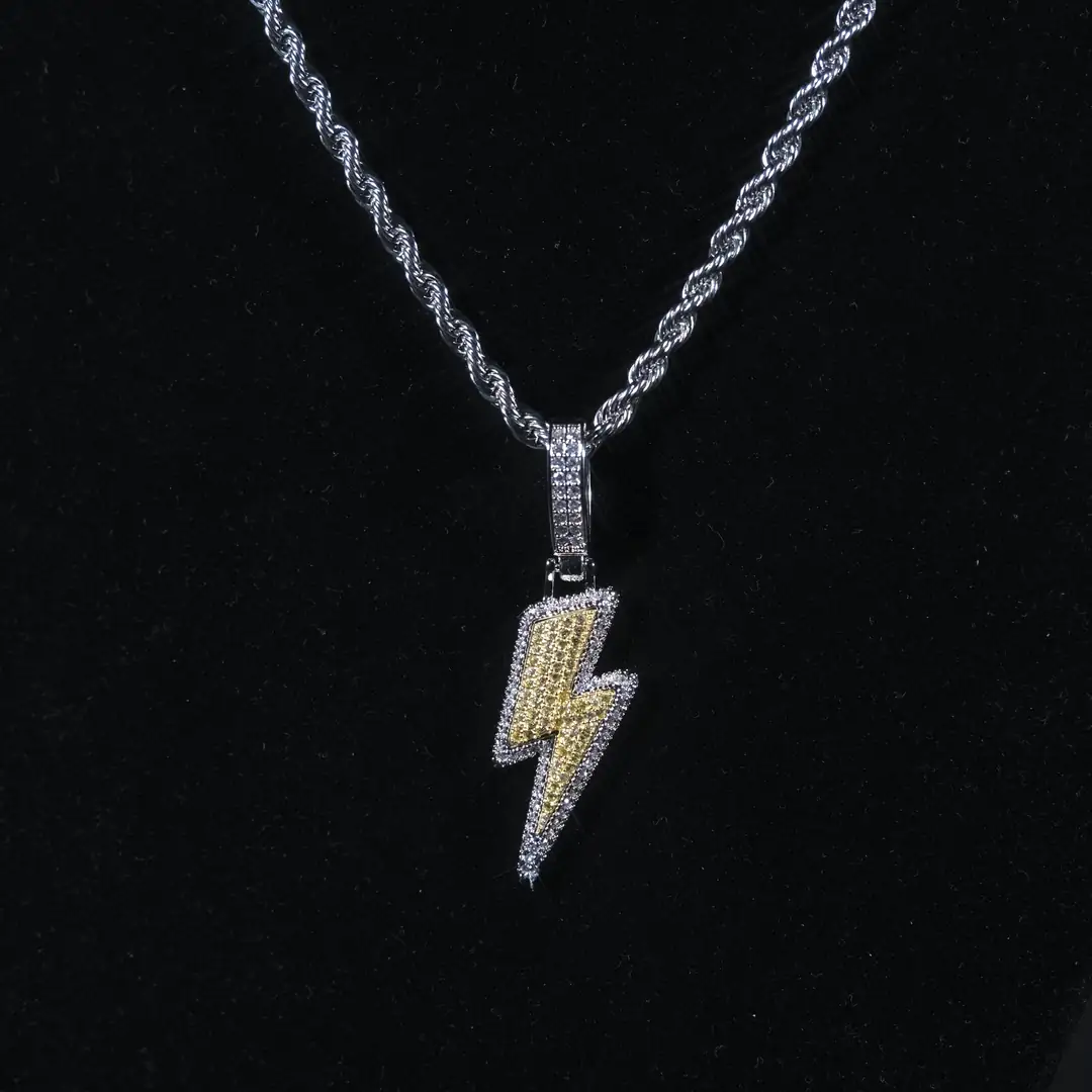 Iced Out Flash Lightning Şimşek Chain Kolye