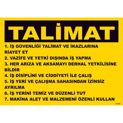 Talimat Levhası 25x35 cm