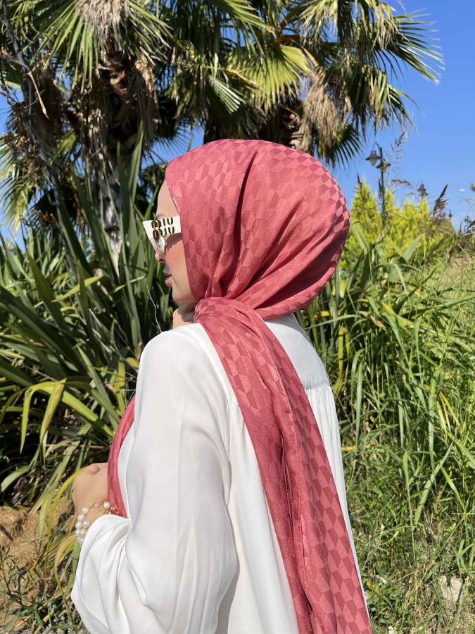 ŞEKER PEMBE QOZA DESEN İPEKSİ JAKAR ŞAL