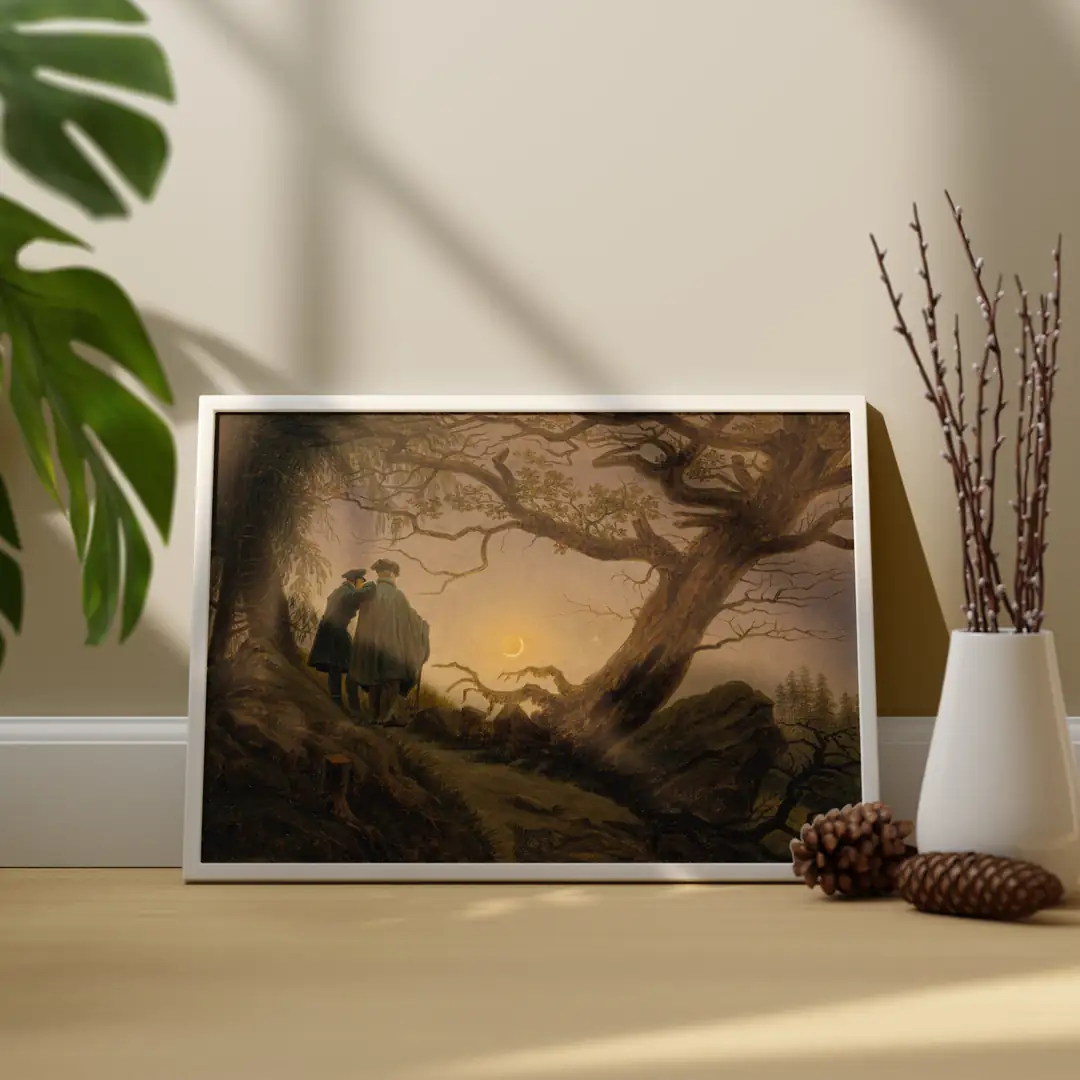 Caspar David Friedrich - Ay'ı Düşünen İki Adam Poster