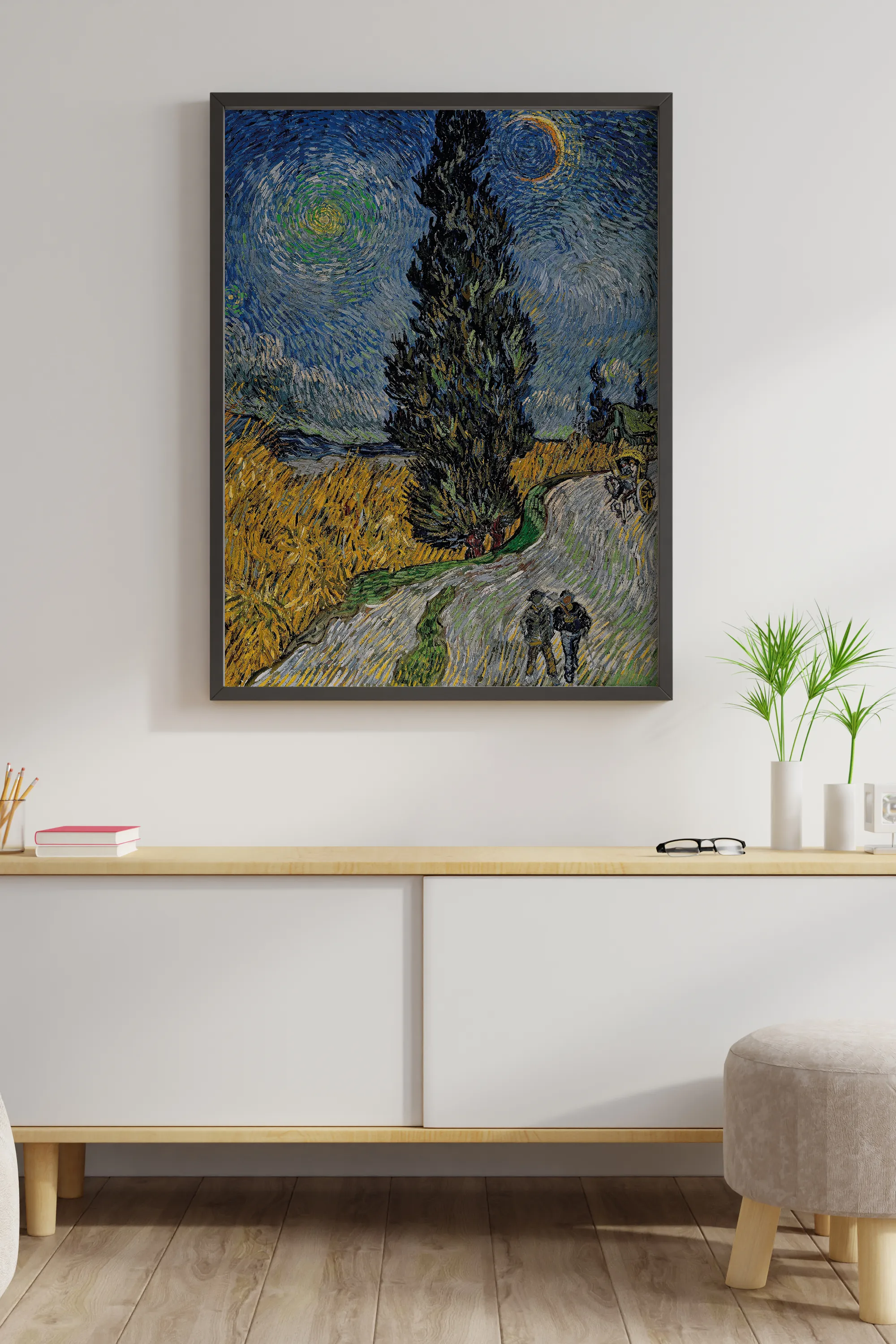 Vincent van Gogh - Selvili ve Yıldızlı Yol Poster (Road with Cypress ...