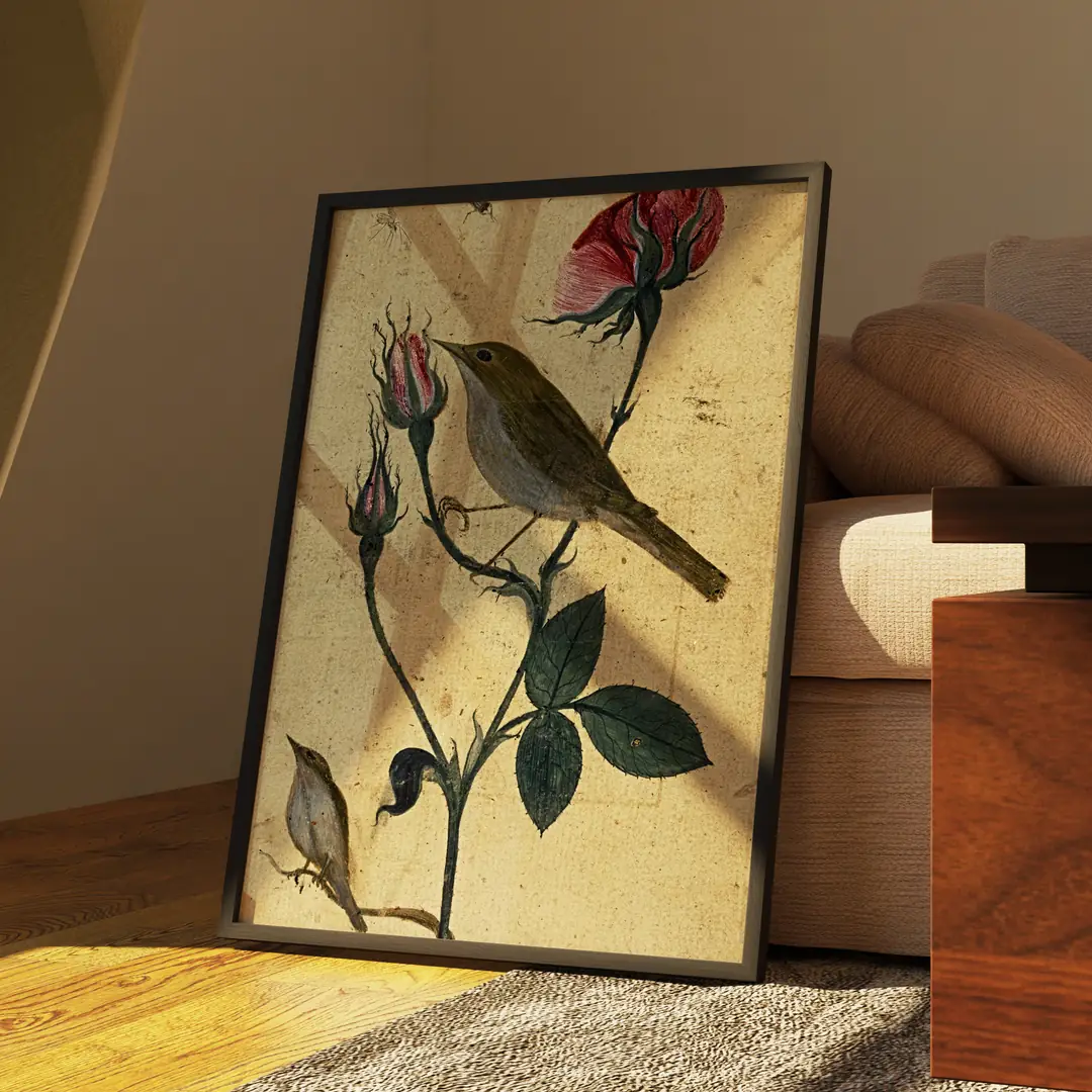 Gül ve Bülbül Minyatür Poster