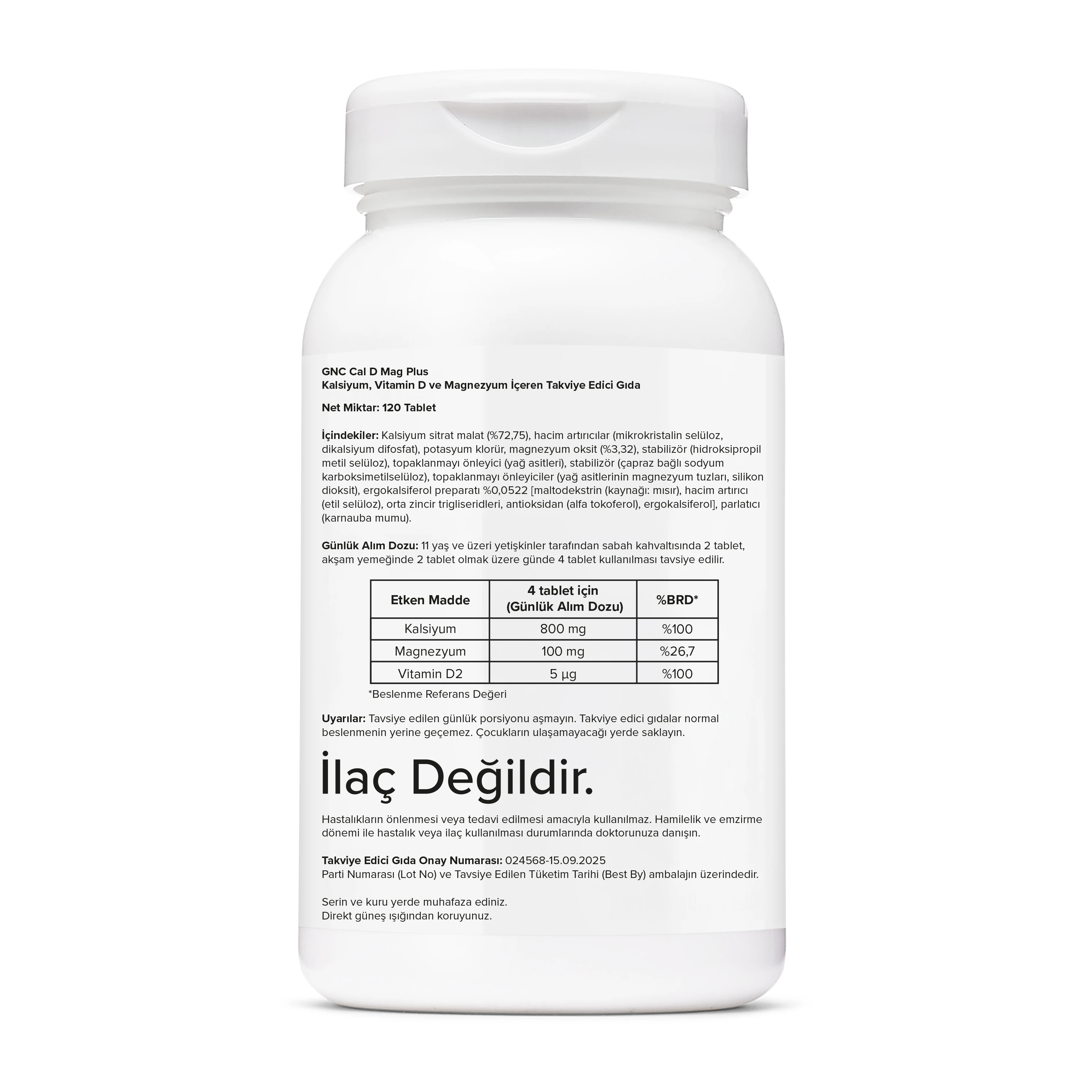 Kalsiyum, Vitamin D ve Magnezyum – 120 Tablet | Vitamin ve Mineral ...