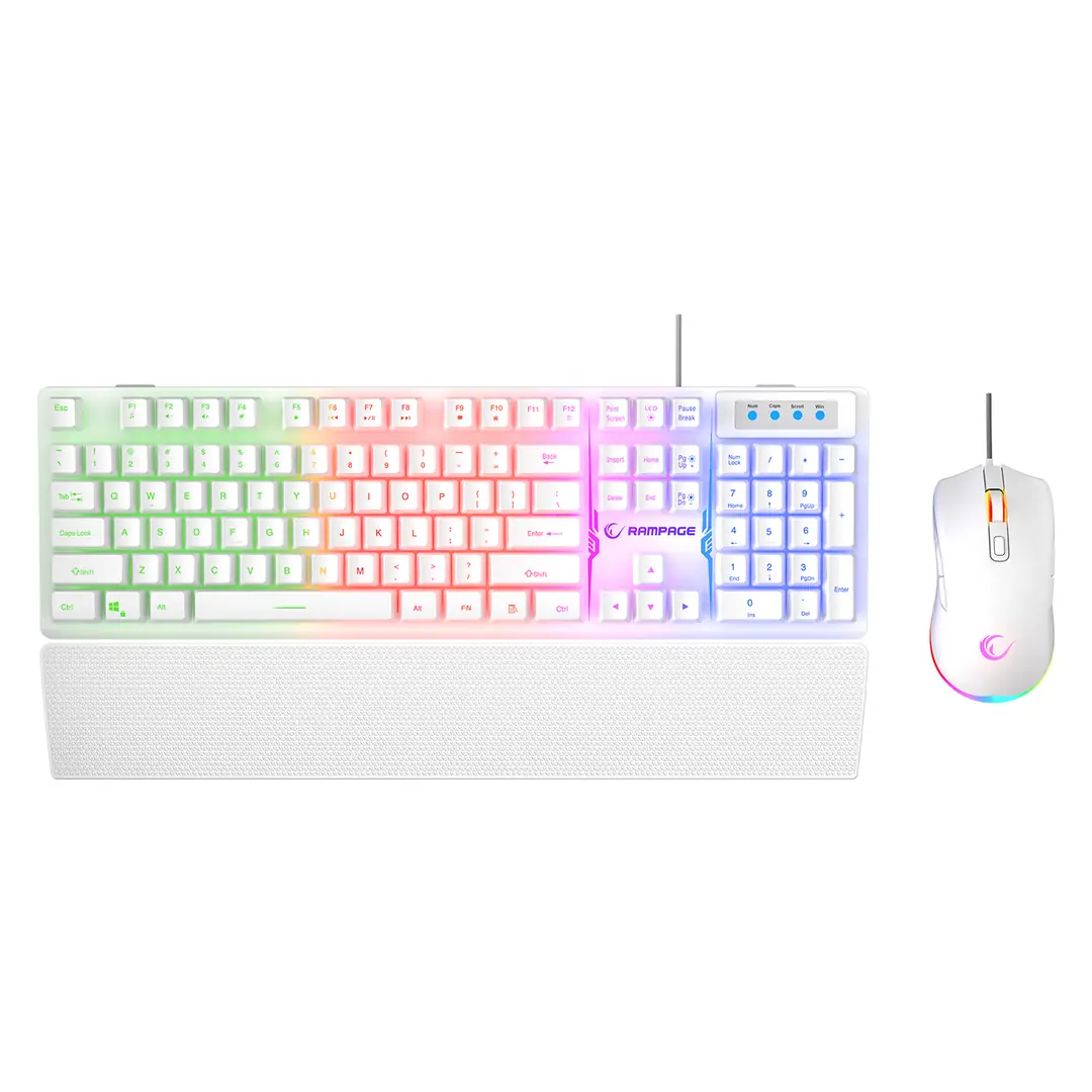 Rampage KM-RX7 FORTUNA V2 Gökkuşağı Aydınlatmalı USB Beyaz Gaming Combo ...