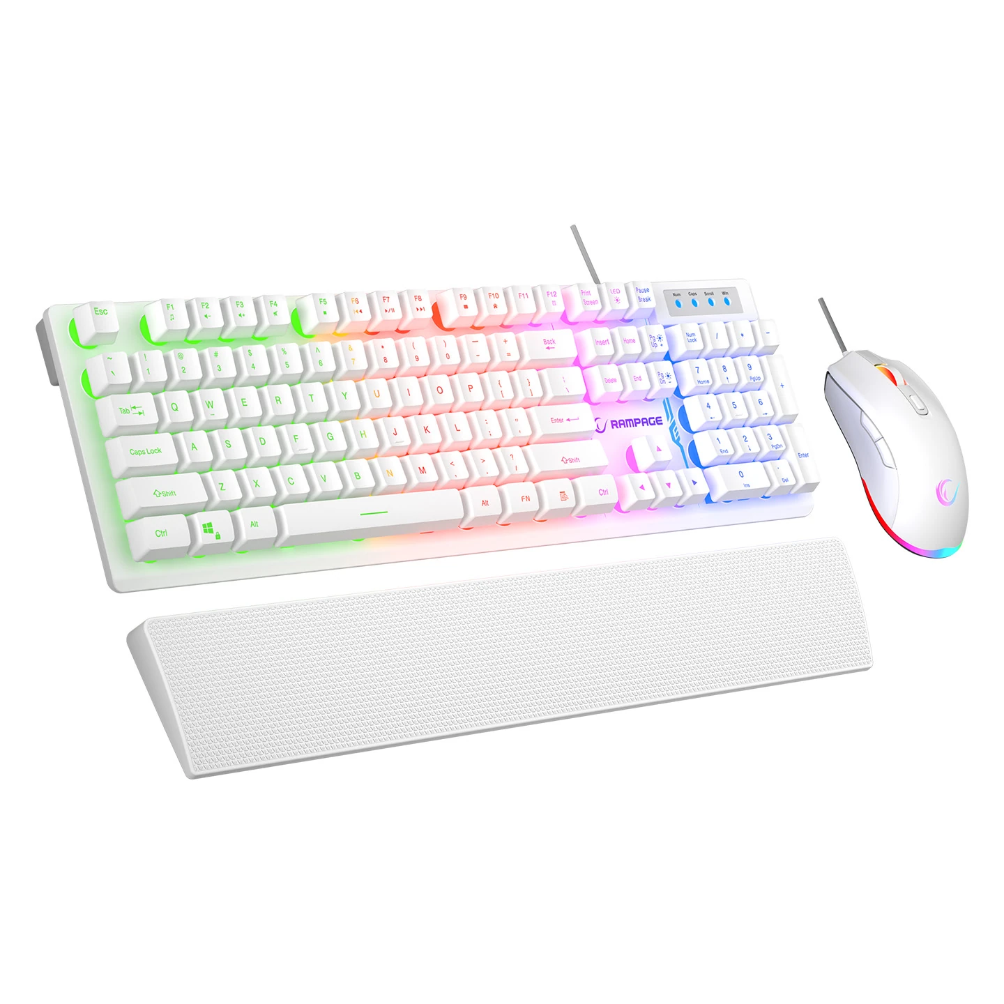 Rampage KM-RX7 FORTUNA V2 Gökkuşağı Aydınlatmalı USB Beyaz Gaming Combo ...