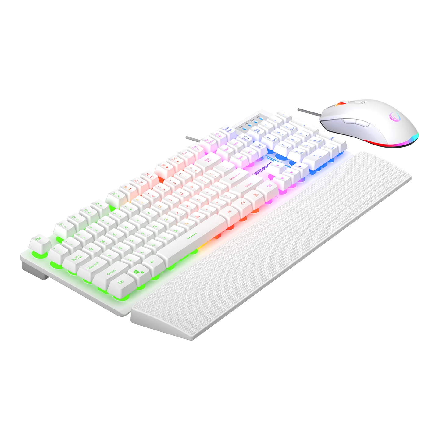 Rampage KM-RX7 FORTUNA V2 Gökkuşağı Aydınlatmalı USB Beyaz Gaming Combo ...
