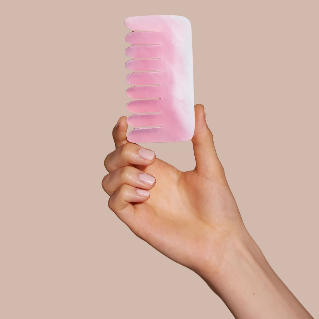 ROSE QUARTZ CRYSTAL HAIR COMB - For Hair Growth + Scalp Care