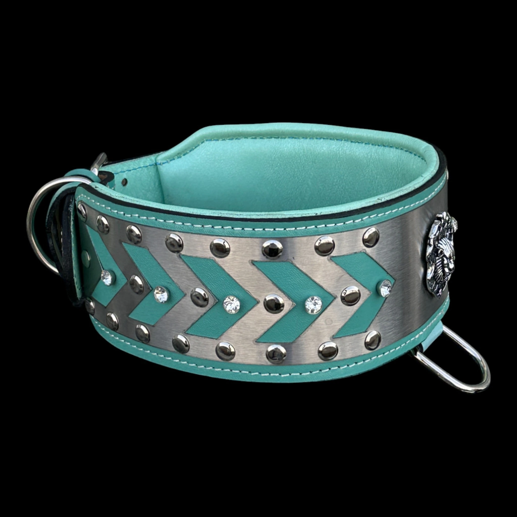Turquoise Steel Lion Collar
