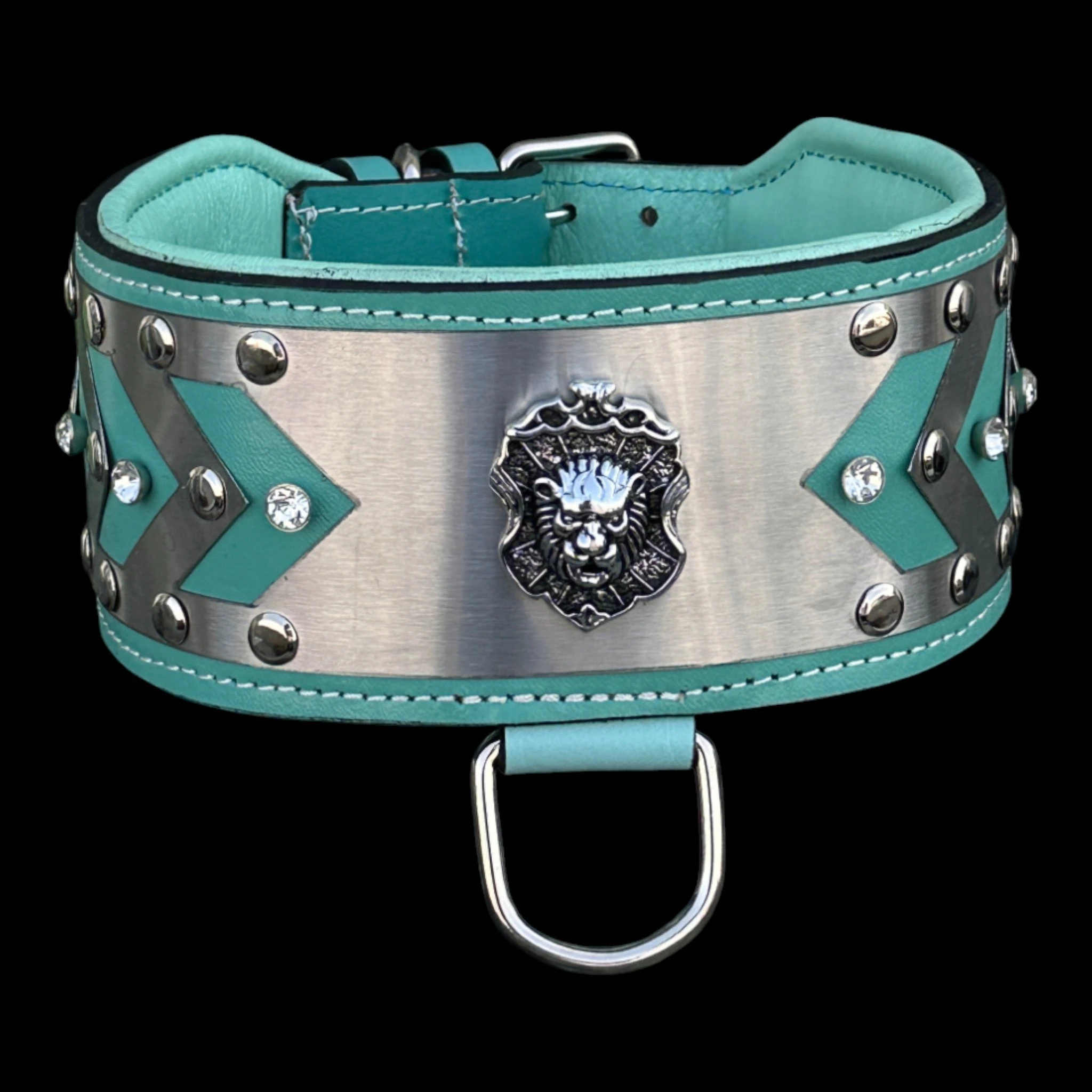 Turquoise Steel Lion Collar