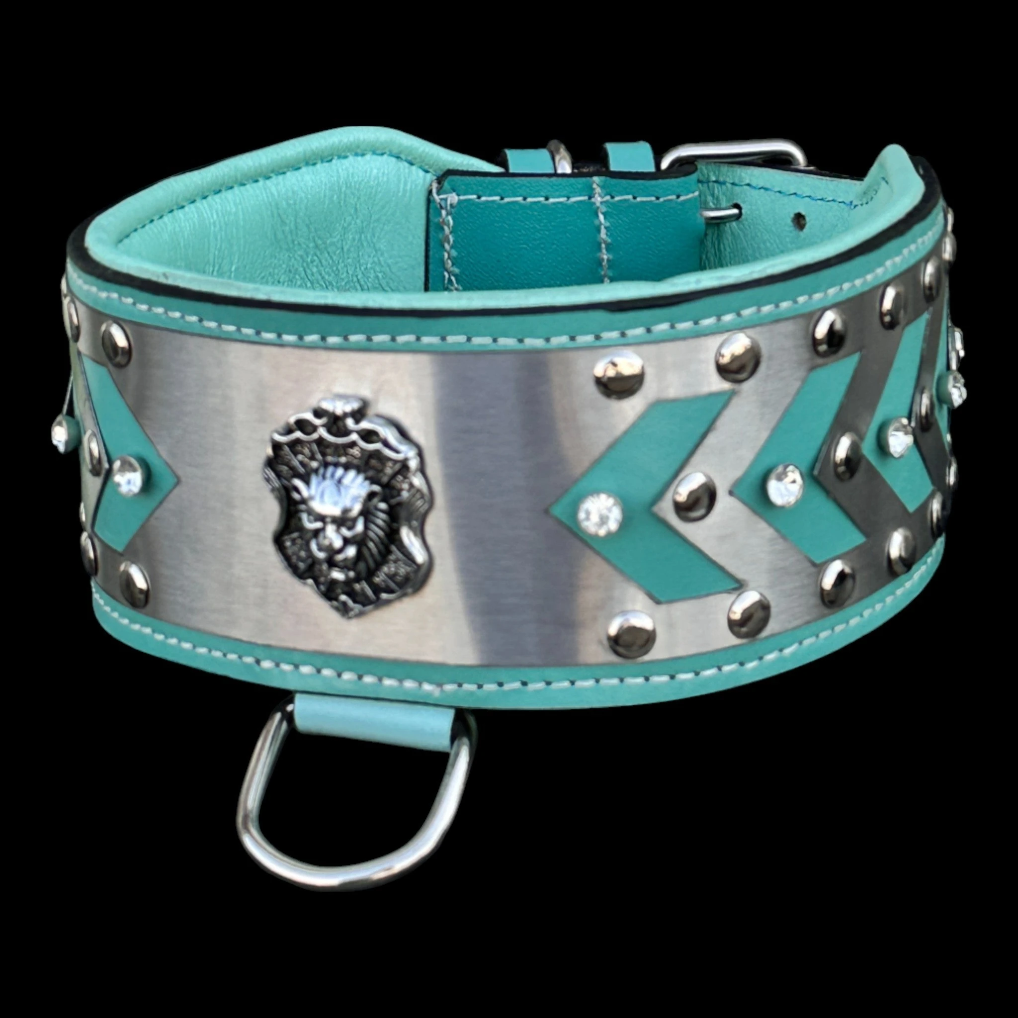 Turquoise Steel Lion Collar
