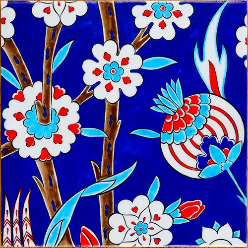 Custom Painted Floral Decorative Tile - Zeem Ceramics