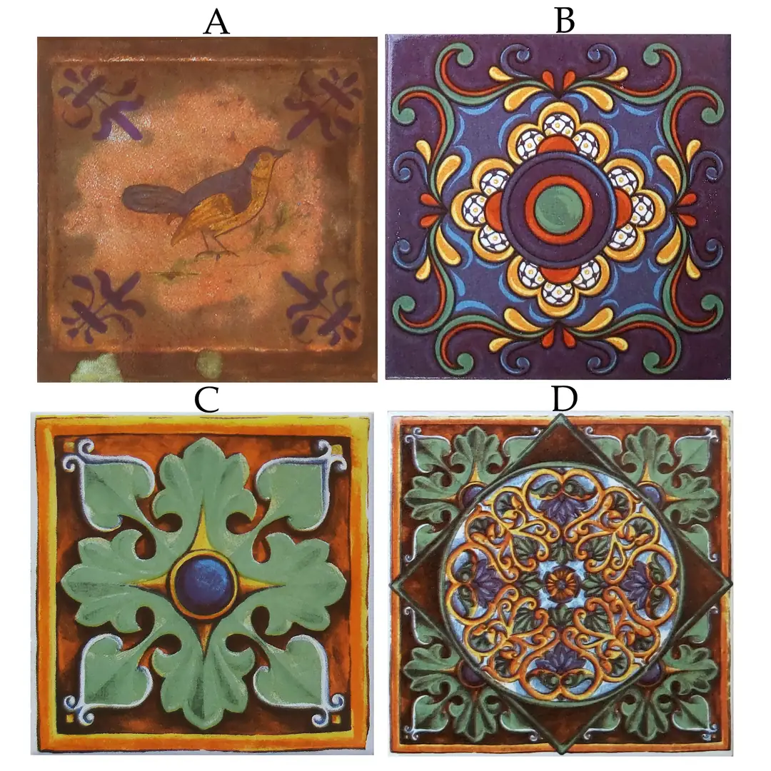 Handmade Porcelain Tiles - 3.7" Floral Backsplash Creations