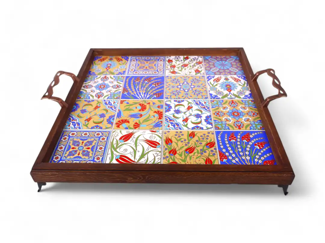 Rustic Wooden Charcuterie Board | Decorative Tile Serving Tray