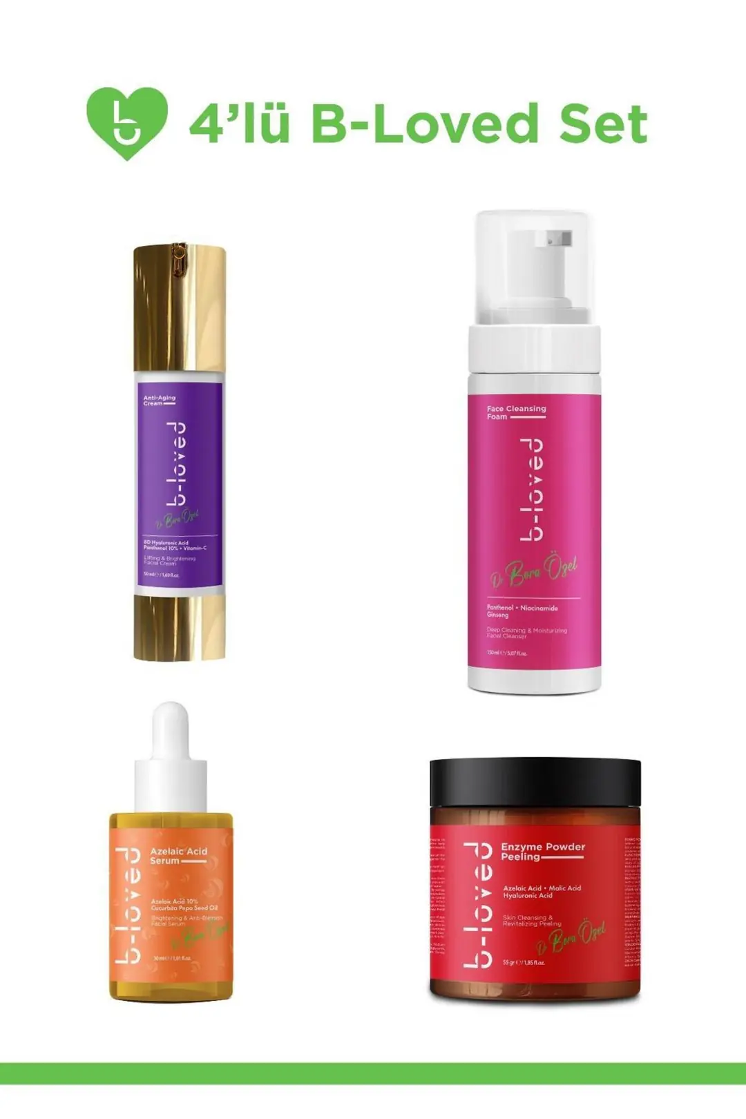 4-Piece Skin Care Set Firming Face Cream Azelaic Acid Enzyme Peeling ...