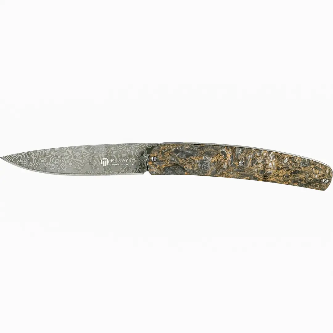 Maserin Mini-Gourmet Damascus Blade Gold Fat Carbon Handle Çakı ...
