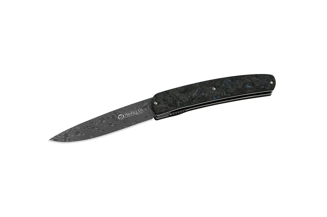 Maserin Mini-Gourmet Damascus Blade Black-Blue Fat Carbon Handle Çakı ...