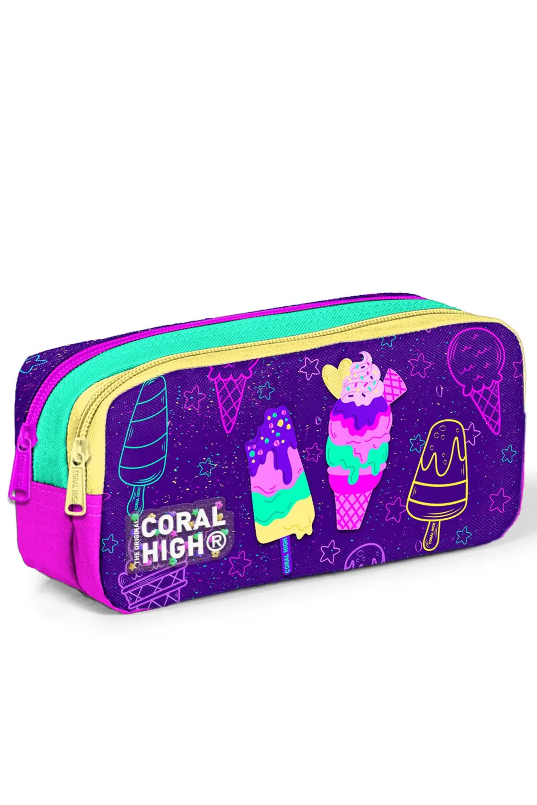Coral High Kids Mor Pembe Dondurma Desenli İki Bölmeli Kalem