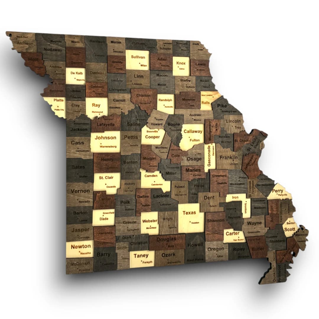Wooden Missouri State Map