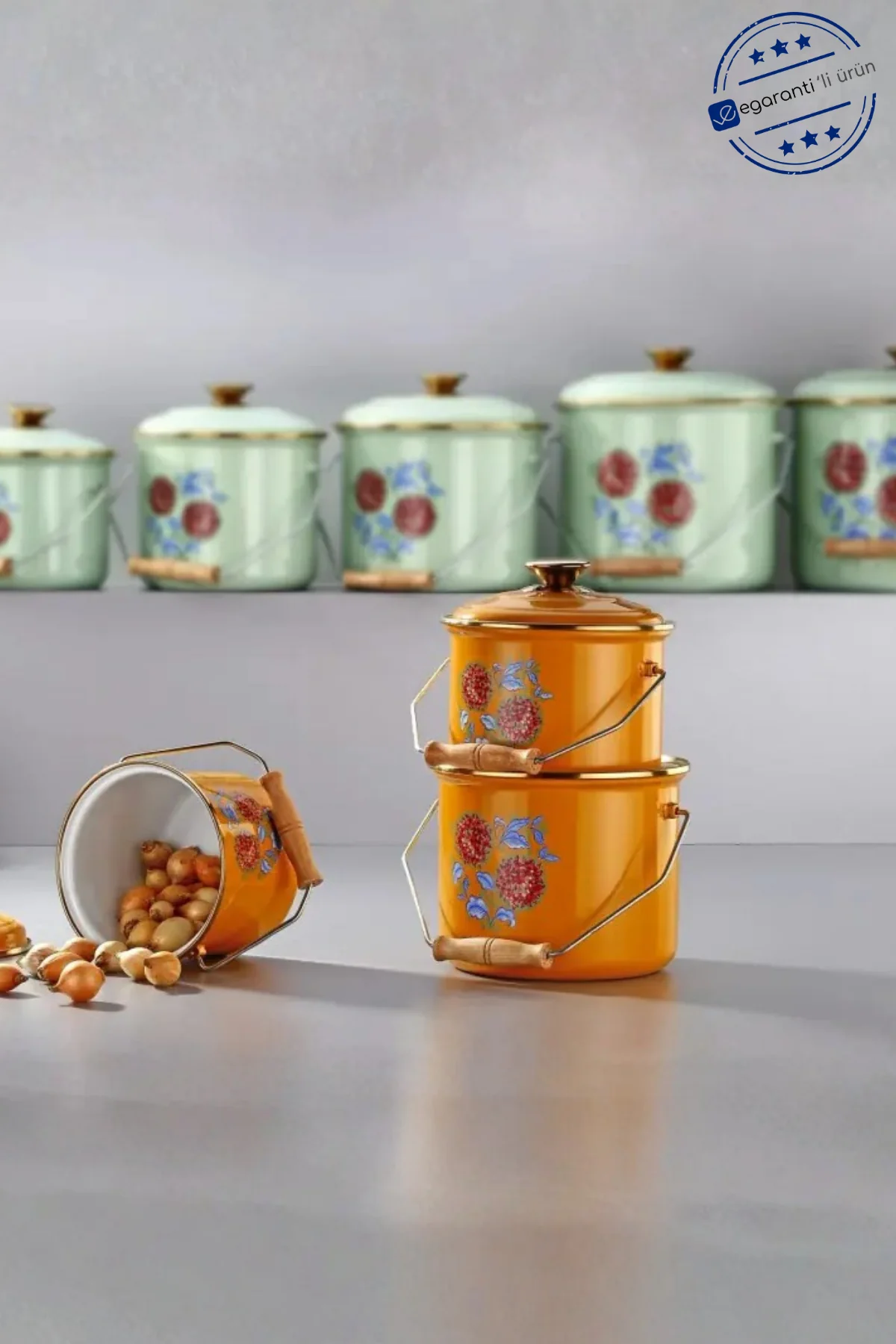 BONERA EMAYE 3 LÜ BAKRAÇ SET - 20-22-24 CM SU YEŞİLİ