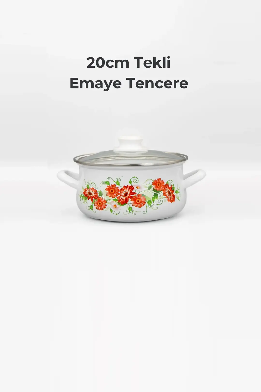 EMAYE 20 CM GÜVEÇ ÇİÇEK DESENLİ DEKOR CAM KAPAK
