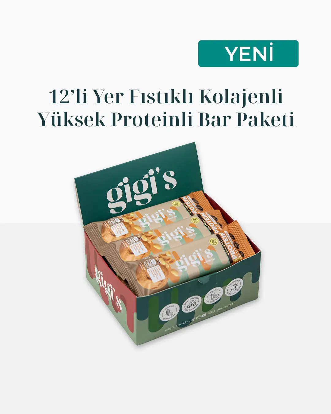 12'li Yer Fıstıklı Kolajenli YÜksek Protein Bar Paketi