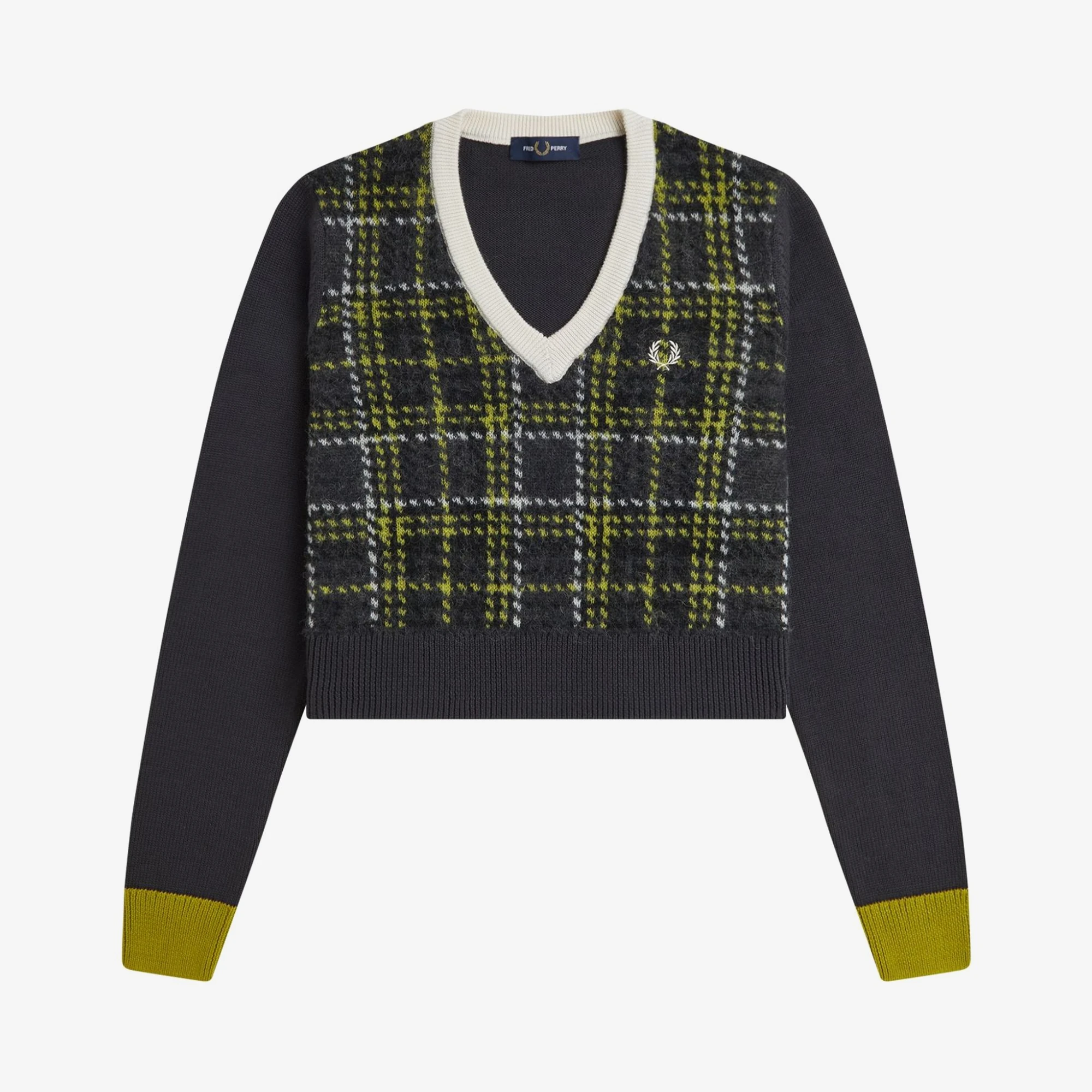 Fred Perry Tartan Panel Jumper 'Anchor Grey' - WUNDER