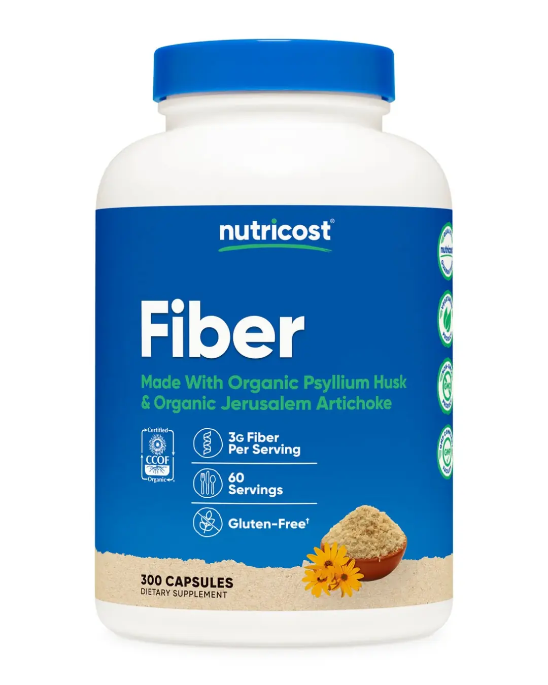 NutricostFiber 300 Capsules - Organic Psyllium Husk