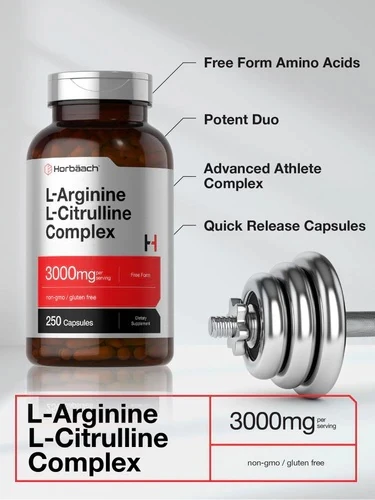 HorbaachL-Arginine L-Citrulline Complex 3000 mg per serving | 250 Capsules
