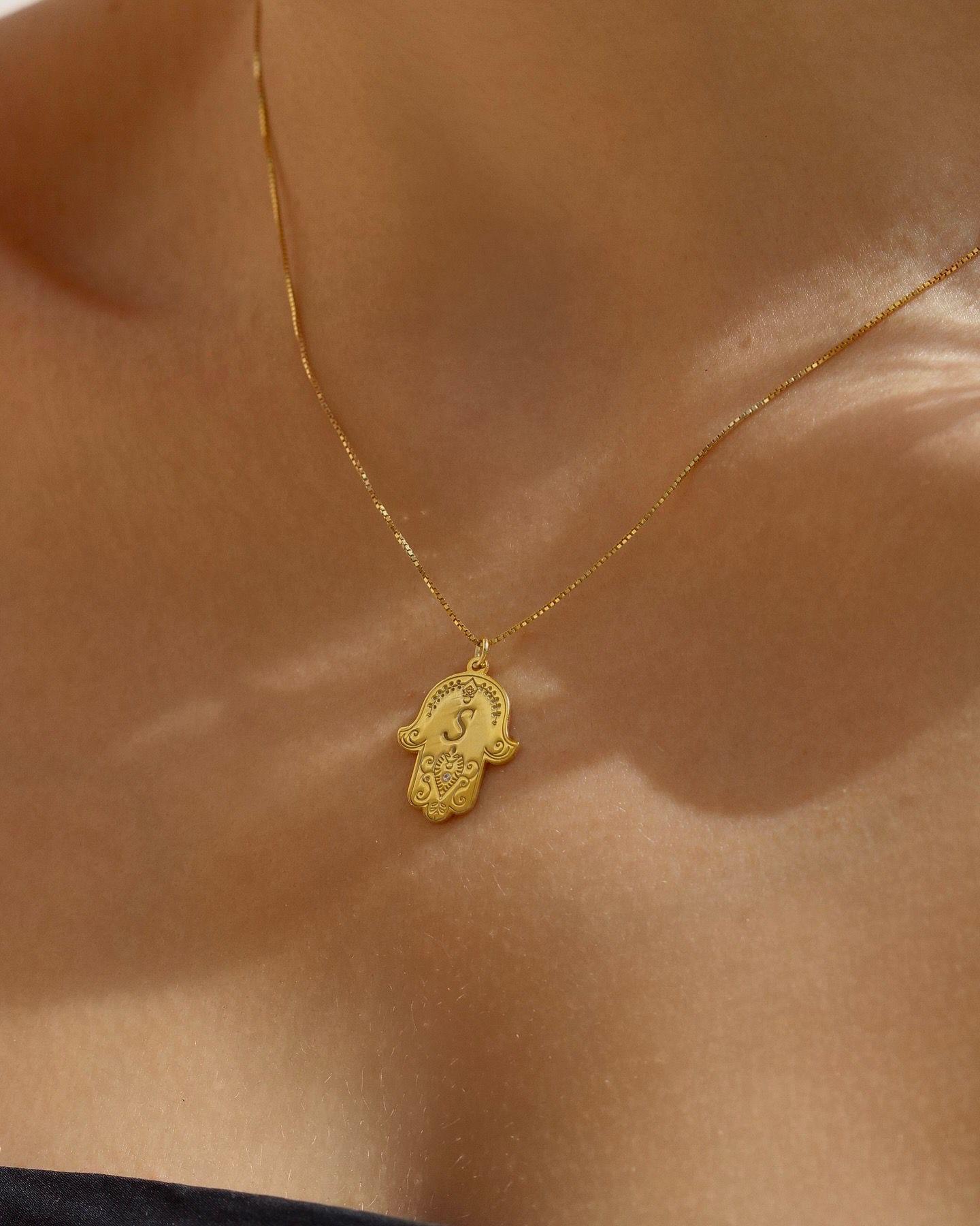 Hamsa Fatma Ana Harf Kolye | 925 Gümüş