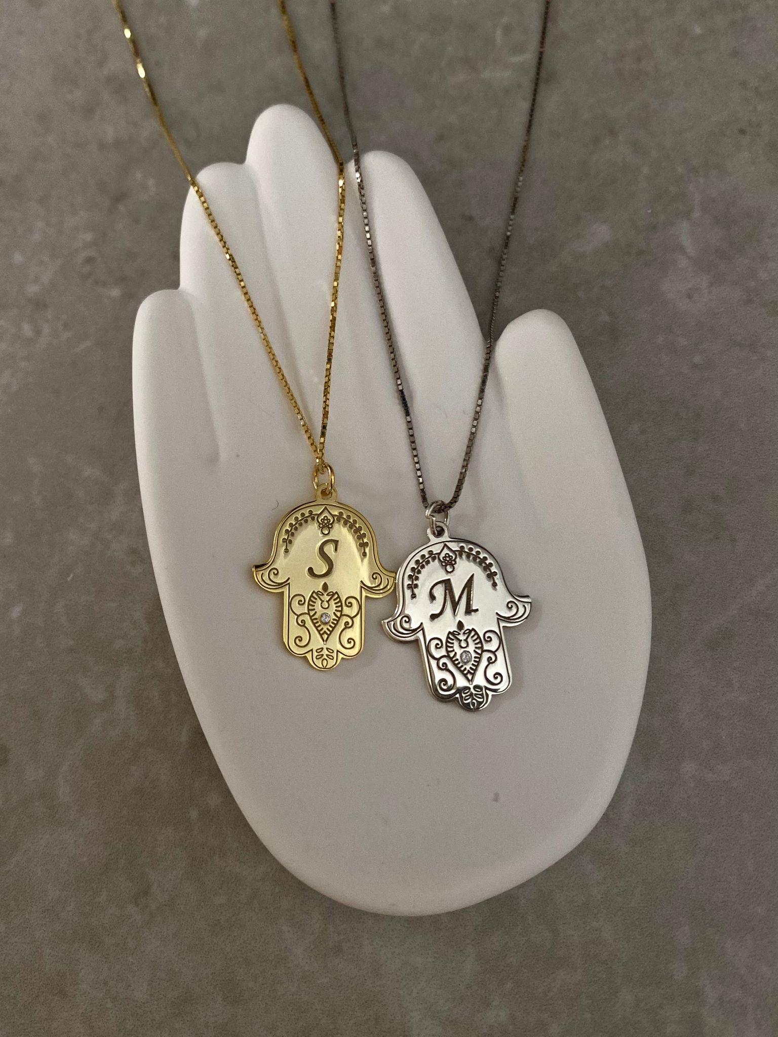 Hamsa Fatma Ana Harf Kolye | 925 Gümüş