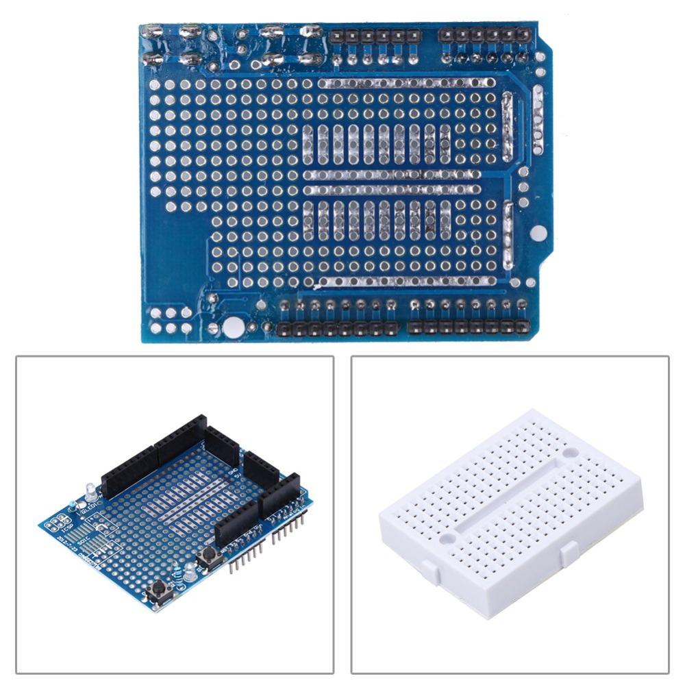 Mini Breadboardlu Arduino UNO R3 Proto Shield Kiti