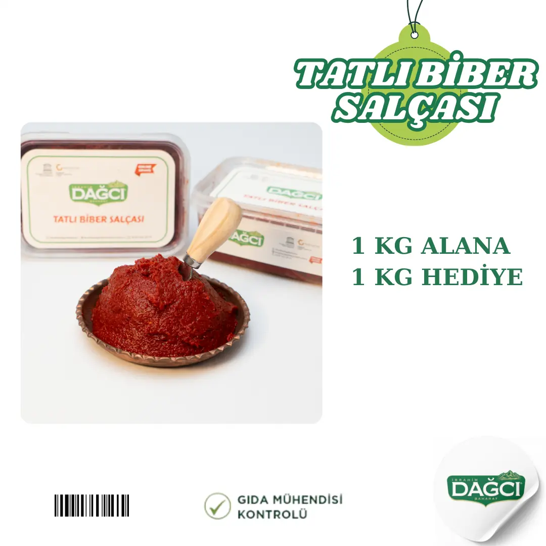 1 KG TATLI BİBER SALÇASI 1 ALANA 1 BEDAVA + KARGO BEDAVA