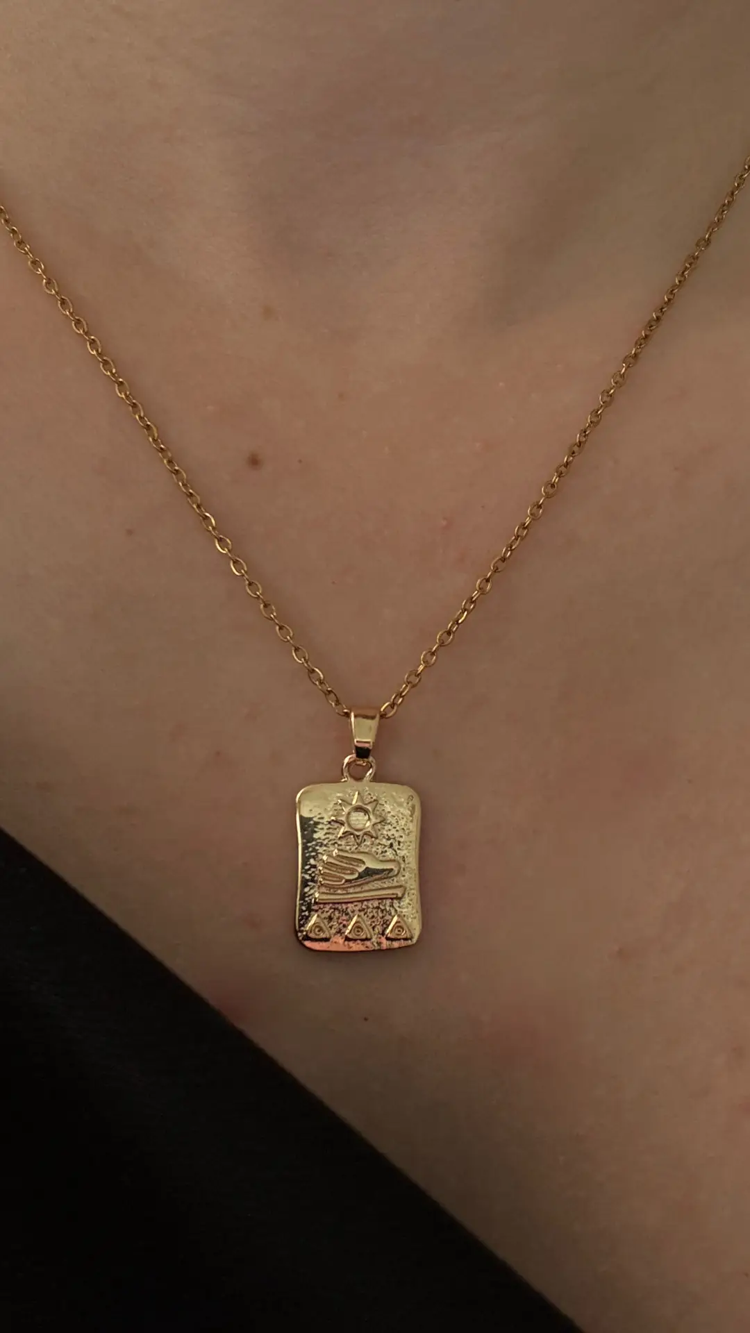 Çelik Vintage Plaka Kolye