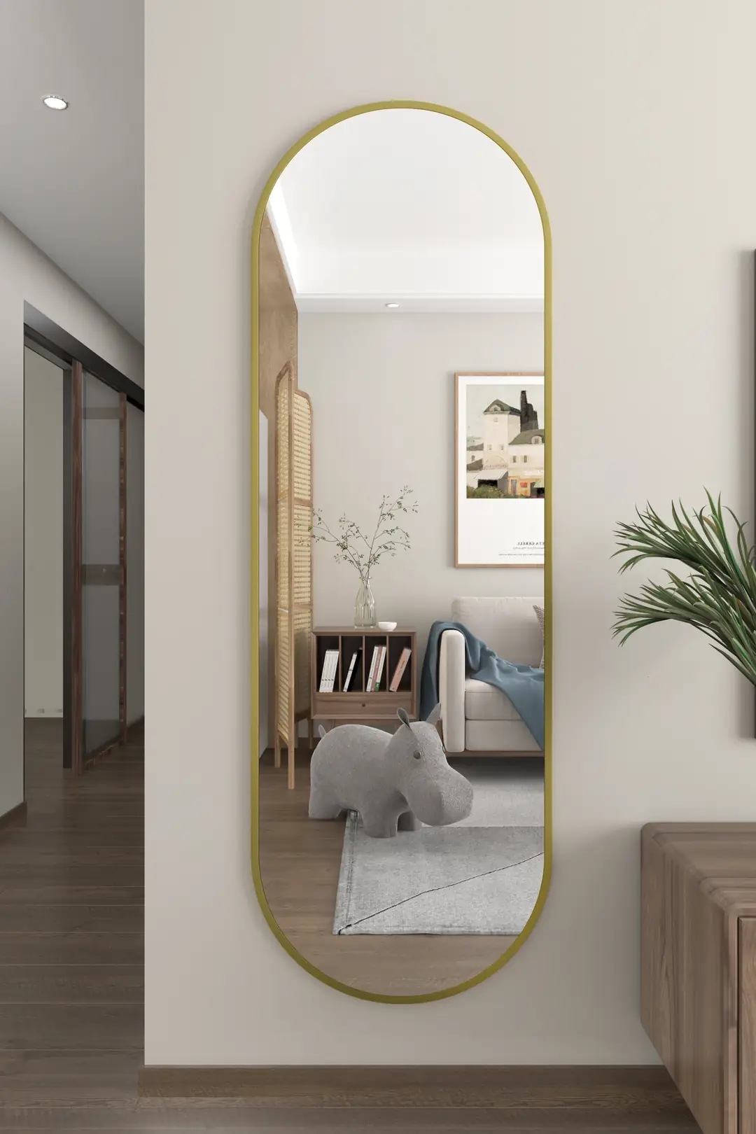 Leva Ayna Çift Taraf Oval Gold Metal Çerçeveli