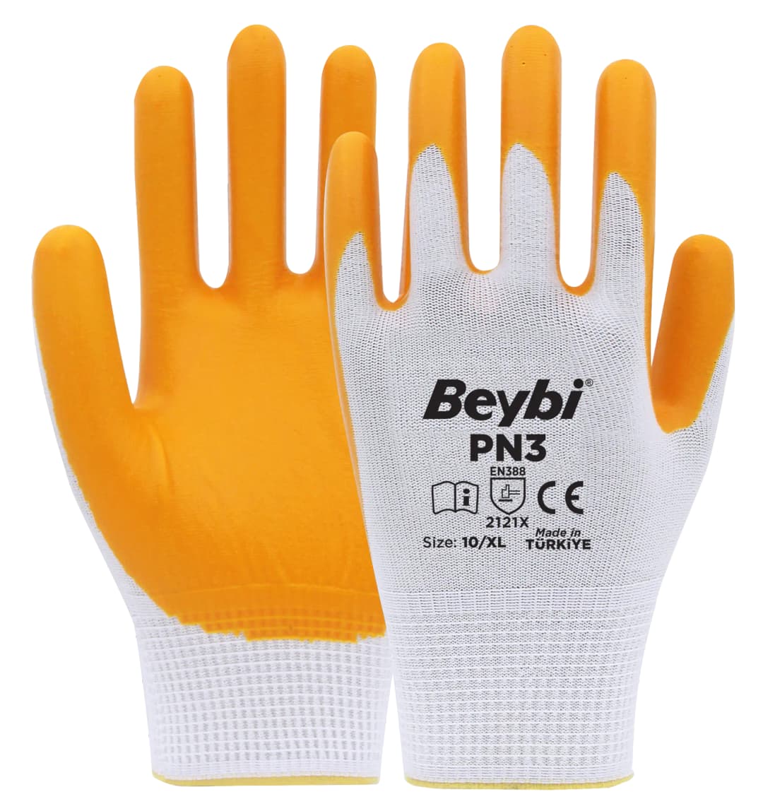 Beybi PN3 Polyester Örme Nitril Eldiven - Usta Eldiven