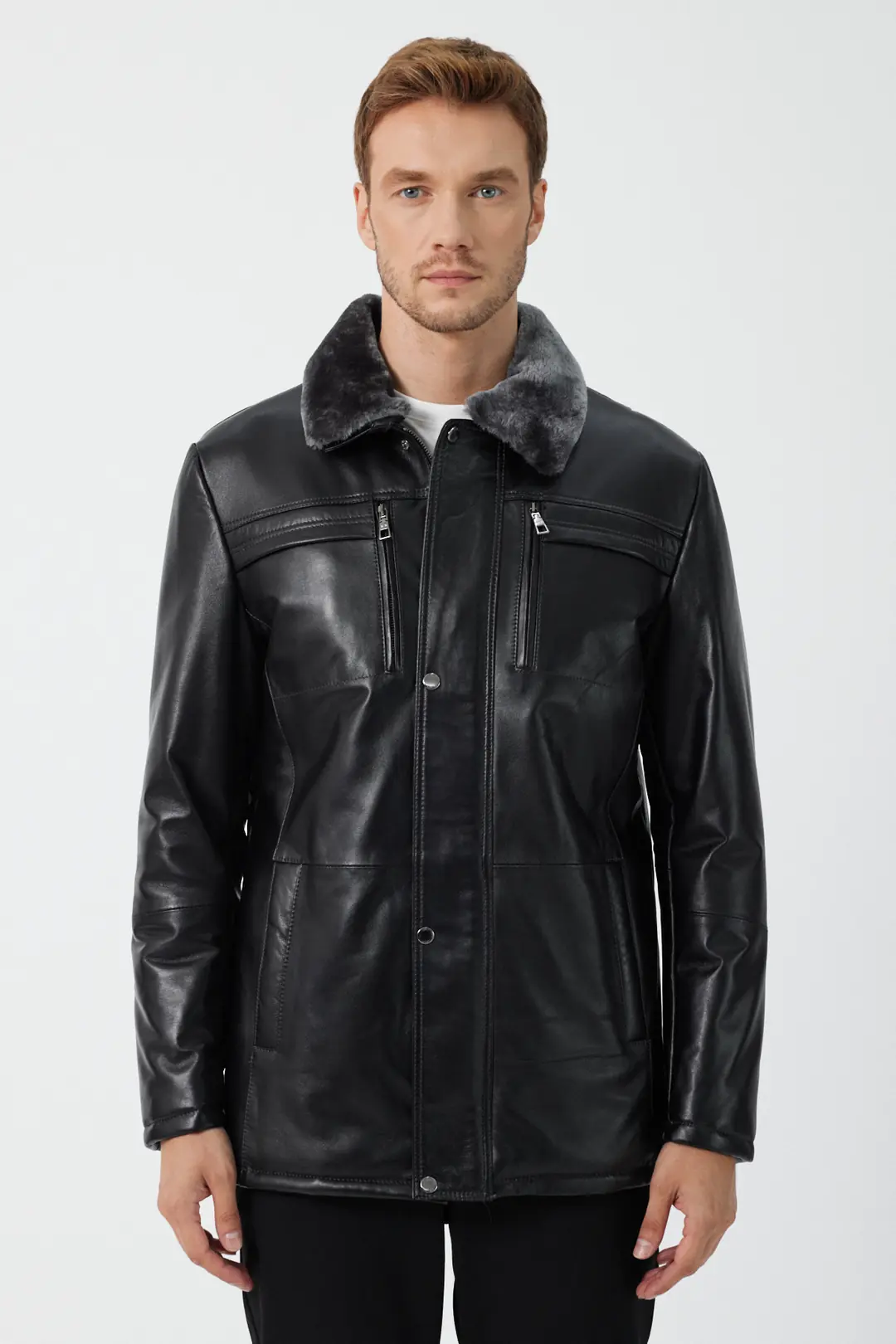 Vincent Men's Black Leather Coat