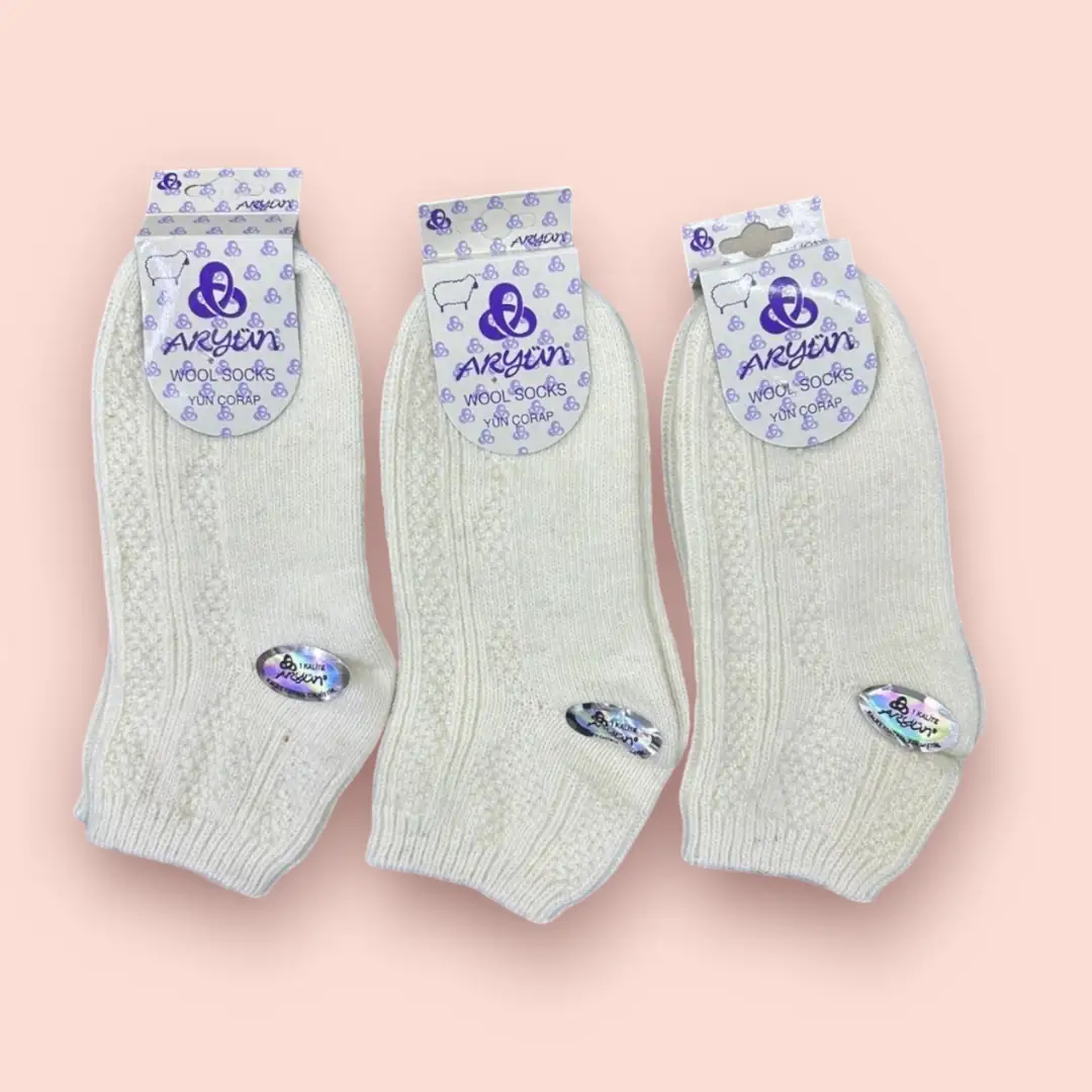 Aryün Bayan Yün Çorap %100 Yün Doğal Patik Çorap 3 Adet