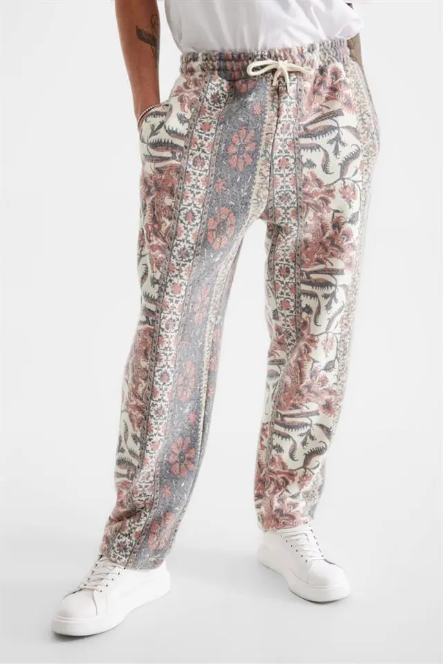Patterned Wide Leg Trousers